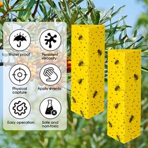 Fruit Fly Traps Yellow Sticky Traps for Gnats Fruit Fly Triangular Hanging Fly Traps with Hook for House Indoor Outdoor Fly Sticky Trap Pest Control Traps for Mosquito, Flying Insect (16 Pieces)