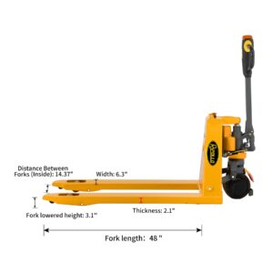 APOLLOLIFT Electric Pallet Jack Powered Lithium Battery Pallet Truck 3300Lbs Capacity 48" x27" Forks Multi-Function Handle 2PC