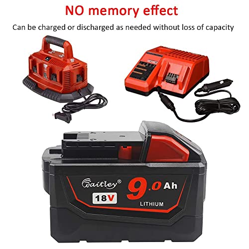 TENMOER 2 Pack 9.0Ah Compatible with Milwaukee 18V Battery Replacement for Milwaukee 18V Batteries 48-11-1890