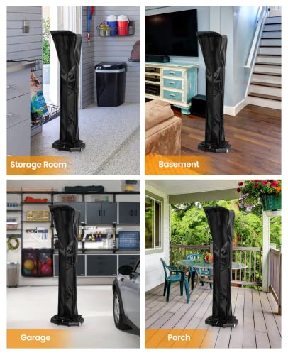 Haimmy Patio Heater Covers with Zipper, Waterproof, Dustproof, Electric Outdoor Heater Cover 43.9'' Height x 13.8" Length x 6.3" Width, Black