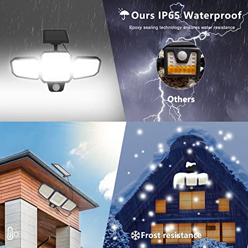 CEOTIS Solar Outdoor Lights, 243 LED 3500LM Motion Sensor Solar Lights for Outside, IP65 Waterproof 3 Heads Security Flood Lights, Separate Solar Panel Remote Control 3 Modes Wall Lights