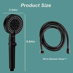 Shower Head 5 Spray Mode Handheld Shower Head with On Off Switch and 59in Hose, Anti-clogging nozzle,Showerheads & Handheld showers, High Pressure Shower Heads With Handheld Adjustable Filter