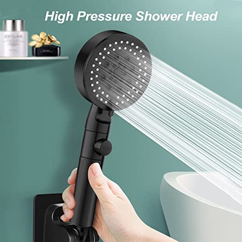 Shower Head 5 Spray Mode Handheld Shower Head with On Off Switch and 59in Hose, Anti-clogging nozzle,Showerheads & Handheld showers, High Pressure Shower Heads With Handheld Adjustable Filter