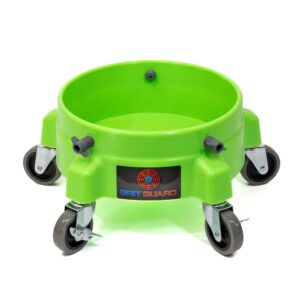 grit guard - 5 gallon bucket dolly, quality made in the usa for car washing, construction, & food industry (green, 3" grey casters)