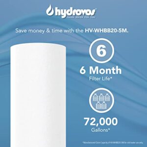 HYDROVOS 5 Micron 20" x 4.5" Whole House Water Filter, NSF Certified Sediment Filter for Home Water Filtration System, Large Capacity Universal Fit Replacement Cartridge, 6-Month Filter Life