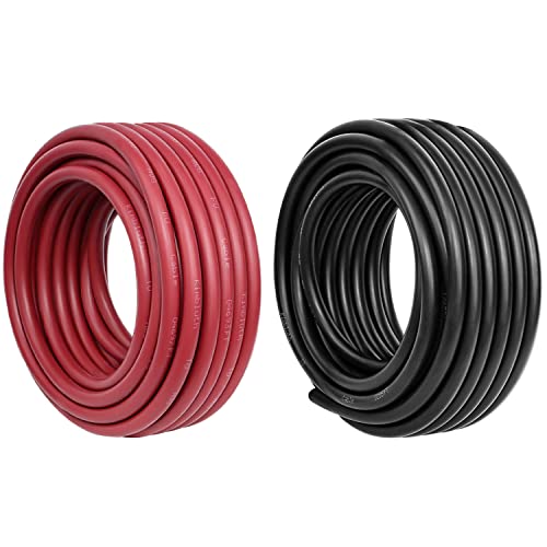 Kimbluth 10 AWG Solar Wire 30FT Red & 30FT Black Tinned Copper Wire, 10 Gauge Solar Panel Cable OFC Oxygen Free Copper Wire for Solar Panel Automotive Trailer Marine Outdoors (Red&Black)