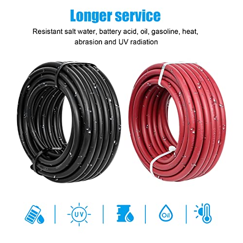 Kimbluth 10 AWG Solar Wire 30FT Red & 30FT Black Tinned Copper Wire, 10 Gauge Solar Panel Cable OFC Oxygen Free Copper Wire for Solar Panel Automotive Trailer Marine Outdoors (Red&Black)