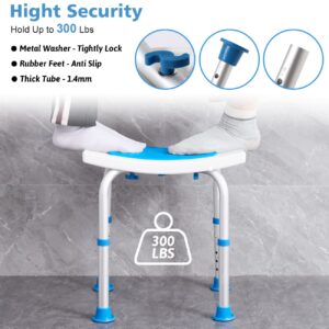 FSA/HSA Eligible Shower Chair for Inside Shower, Shower Stool with Free Assist Grab Bar/Toiletry Bag, Tool-Free Assembly Shower Seat for Bathtub, Shower Bath Chairs for Seniors/Disabled by SOUHEILO