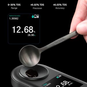 DiFluid R2 Extract Coffee TDS Refractometer, Multi-Test Modes & OTA Updates DiFluid Café APP with Range 0-30%, Precision 0.02%,Resolution 0.01%,Accuracy 0.03% TDS, Rechargeable, Portable