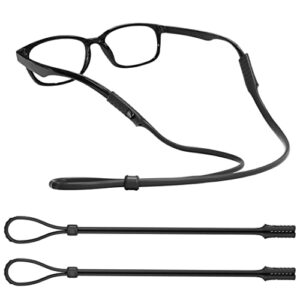 a'ceisme glasses strap, eyeglasses strap holder for sports, silicone sunglasses strap for men women kids, adjustable eye glasses string strap eyewear retainers,eyeglass straps, 2pcs，black (20 inches)