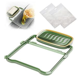 kitchen sink strainer, foldable sink filter rack with 100 pcs disposable fine mesh bags, sink filter holder for waste leftover