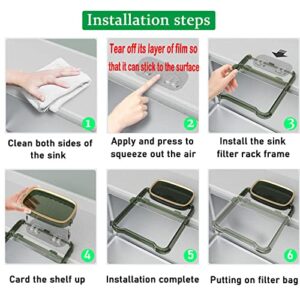 Kitchen Sink Strainer, Foldable Sink Filter Rack with 100 Pcs Disposable Fine Mesh Bags, Sink Filter Holder for Waste Leftover