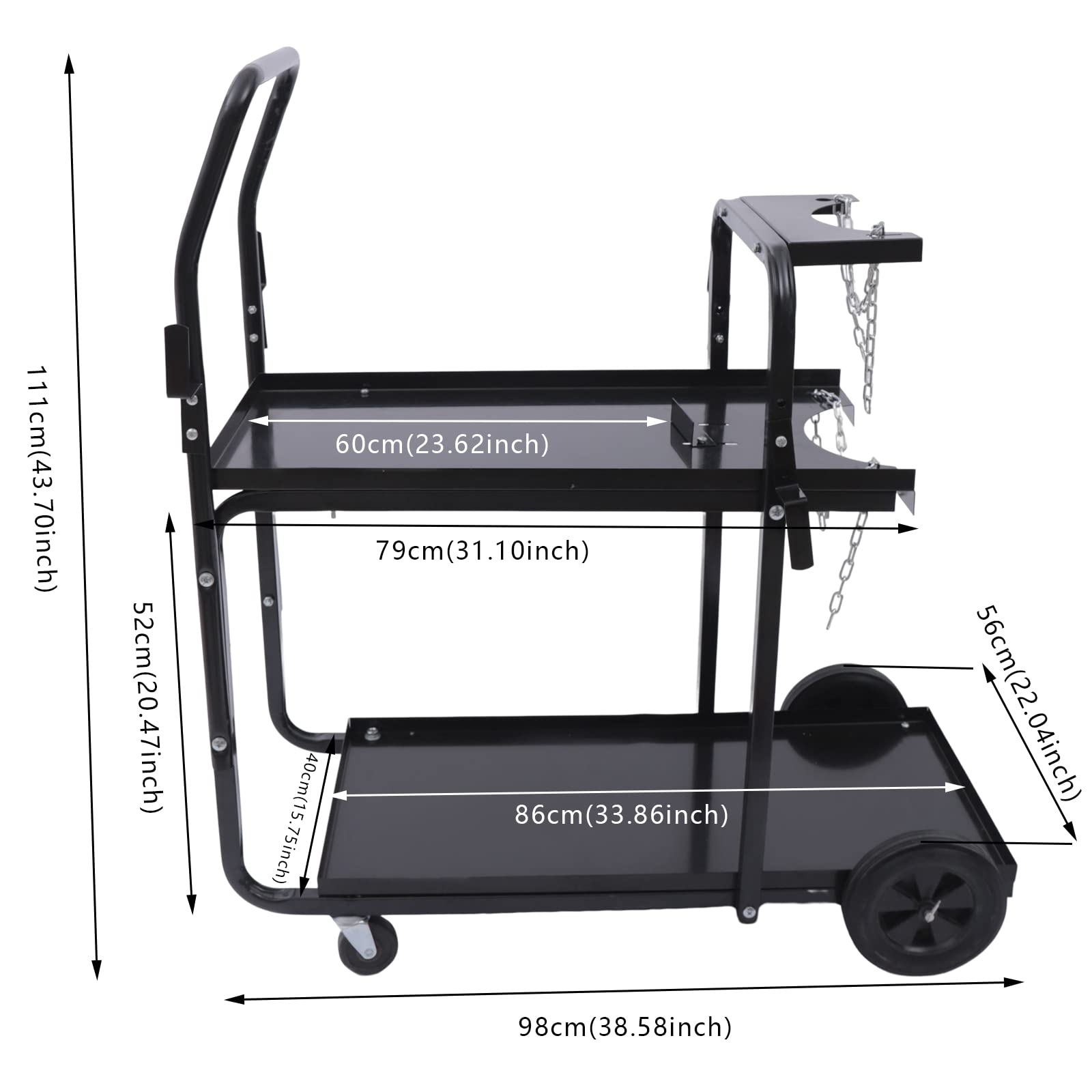 2-Tier Portable Welding Cart Welder Heavy Duty Welding Trolly Cart with 100kg/220lbs High-Load Capacity, Easy to Move Trolley Workshop Organizer for Home Garages Workshops Repair Store