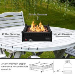 Tangkula Portable Tabletop Propane Fire Pit, Patiojoy 40,000 BTU Table Top Fireplace with Simple Ignition System, Adjustable Flame, Square Propane Firepit Bowl for Outdoors, Fit 2” Umbrella Hole Table