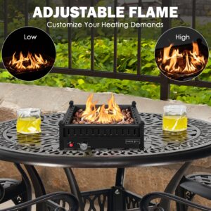 Tangkula Portable Tabletop Propane Fire Pit, Patiojoy 40,000 BTU Table Top Fireplace with Simple Ignition System, Adjustable Flame, Square Propane Firepit Bowl for Outdoors, Fit 2” Umbrella Hole Table