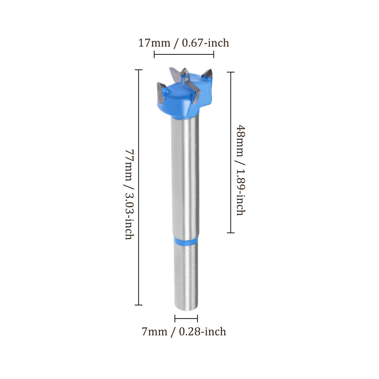 Kozelo 2pcs Forstner Drill Bits - [17mm] Tungsten Carbide Auger Opener for Wood Furniture Hinge Woodworking Use, Round Shank, Dark Blue