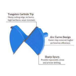 Kozelo Forstner Drill Bit - [65mm] Tungsten Carbide Auger Opener for Wood Furniture Hinge Woodworking Use, Hex Shank, Dark Blue