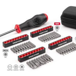 TEKTON 1/4 Inch Bit Driver and Bit Set with Case, 37-Piece | DBH93101