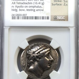 GR 281-261 BC Ancient Seleucid Empire under Antiochus I Authenticated Silver Coin Tetradrachm Choice Fine NGC