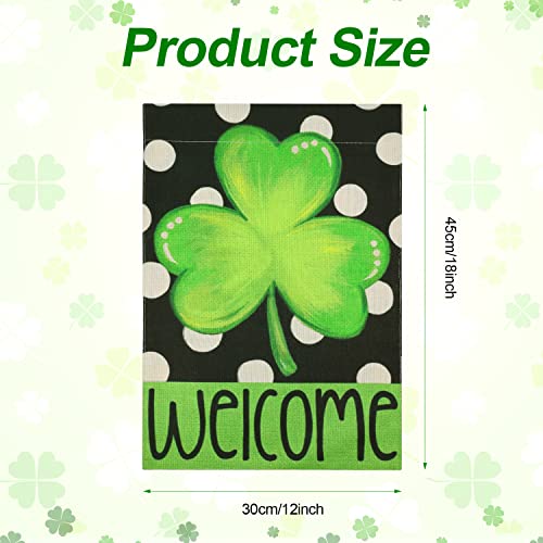 St Patricks Day Flag, 12×18 Inch Double-Sided St. Patrick's Day Garden Flag Clover Design Shamrock Flag Spring Decorations for St. Patrick's Day Holiday Outdoor Home