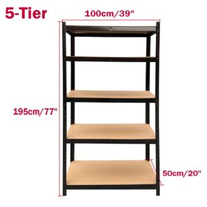 AUTOFU Storage Shelves - 77"x39"x20"(H*W*D) 5 Shelf Heavy Duty Metal Shelving Unit, Boltless Racking Storage Unit, 1929lb Capacity Garage Shed Kitchen Basement Warehouse Utility Rack