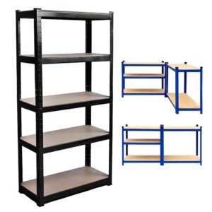 autofu heavy duty shelving units 59x28x12inch(h*w*d) garage storage shelves metal racking 5 shelf for cellar, garage, shed, workshop, kitchen, commercial and industrial - black