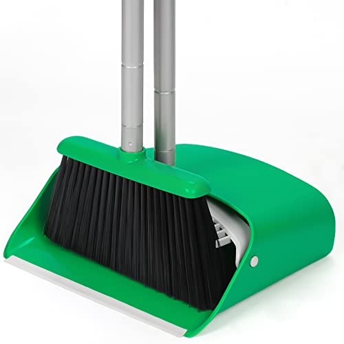 MAVRIZ Broom and Dustpan Set for Home with 52" Long Handle, Dustpan with Broom Combo for Living Room Bedroom Study Kitchen Office, Lobby Floor Dustpan Broom Set - Green