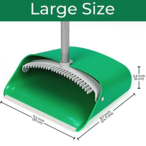 MAVRIZ Broom and Dustpan Set for Home with 52" Long Handle, Dustpan with Broom Combo for Living Room Bedroom Study Kitchen Office, Lobby Floor Dustpan Broom Set - Green