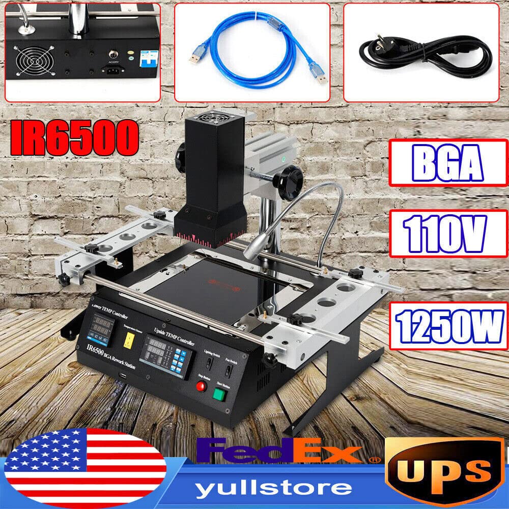  Infrared BGA Rework Station,110V 1250W IR6500 Hot Air Infrared Welding Machine,Soldering system Infrared reballing machine, SMD Soldering Reballing Welder Reflow Station Welder