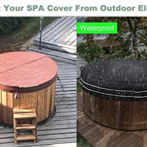 Round, Waterproof spa covers for Hot Tub, 600D Heavy Duty Replacement, Outdoor Patio hot tub cover Protector Cover, with Straps -Fit 80" D x 14" H