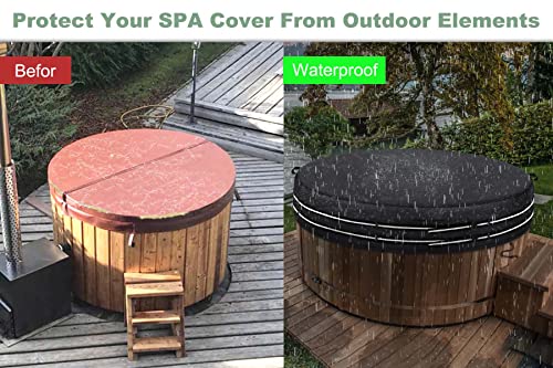 Round, Waterproof spa covers for Hot Tub, 600D Heavy Duty Replacement, Outdoor Patio hot tub cover Protector Cover, with Straps -Fit 80" D x 14" H