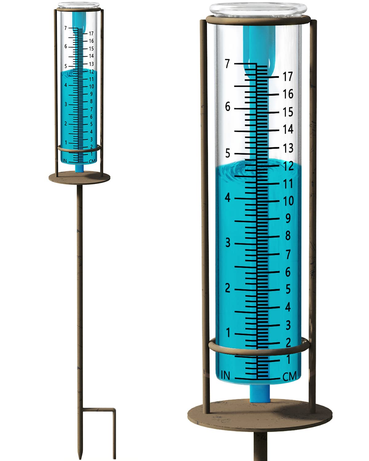 X-PREK New Upgrade Rain Gauge,Detachable Freeze Proof Glass Rain Guage Outdoor Decorative for Garden,Deck,Lawn,Landscape,Yard