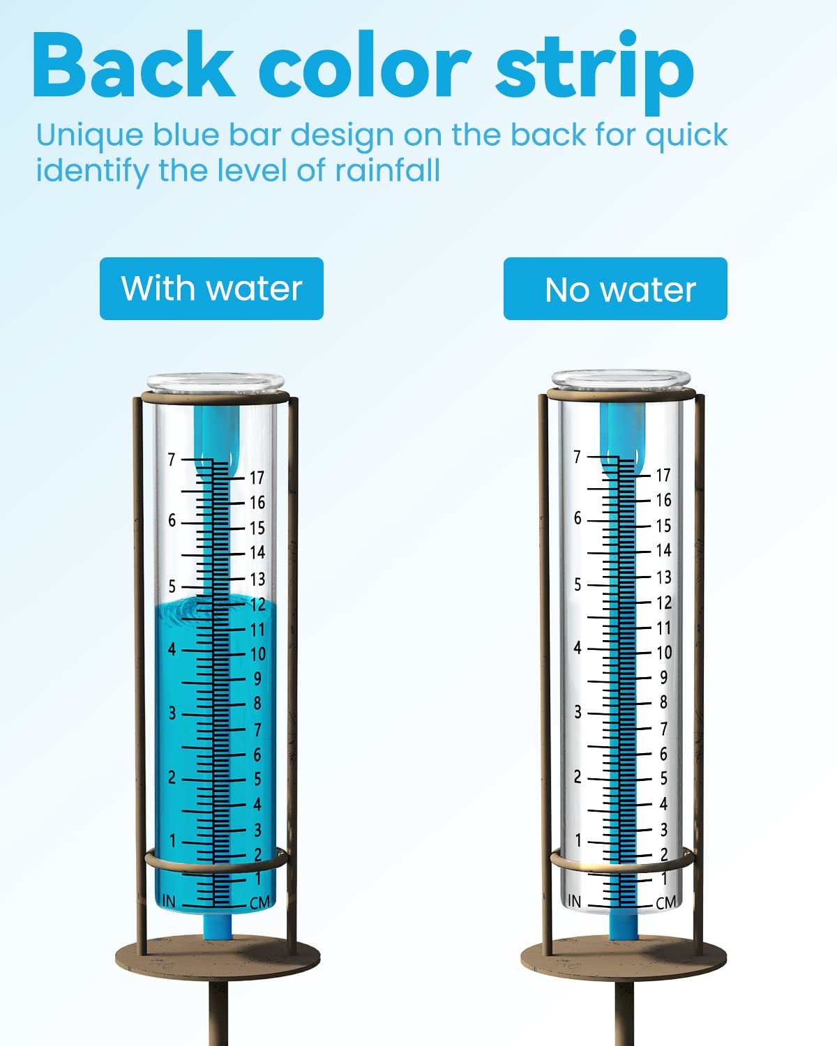 X-PREK New Upgrade Rain Gauge,Detachable Freeze Proof Glass Rain Guage Outdoor Decorative for Garden,Deck,Lawn,Landscape,Yard