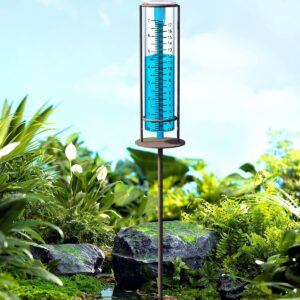 X-PREK New Upgrade Rain Gauge,Detachable Freeze Proof Glass Rain Guage Outdoor Decorative for Garden,Deck,Lawn,Landscape,Yard