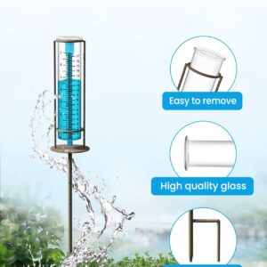 X-PREK New Upgrade Rain Gauge,Detachable Freeze Proof Glass Rain Guage Outdoor Decorative for Garden,Deck,Lawn,Landscape,Yard