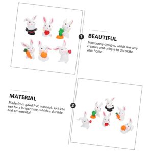 NOLITOY 6pcs White Rabbit Doll Ornament Lucky Statue Easter Rabbit Cake Cupcake Toppers Birthday Easter Miniature Figurines Chinese New Year Desk Ornament Bunny Pvc Child Gift Animal