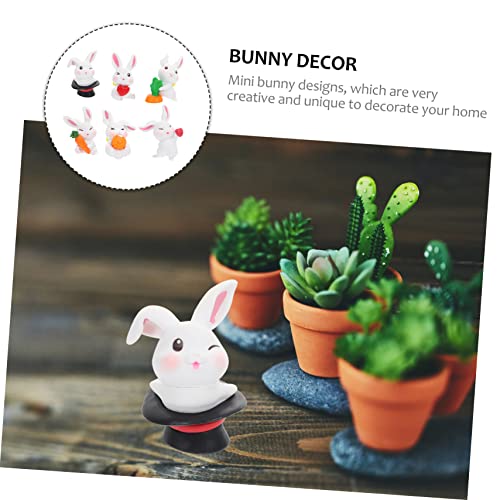 NOLITOY 6pcs White Rabbit Doll Ornament Lucky Statue Easter Rabbit Cake Cupcake Toppers Birthday Easter Miniature Figurines Chinese New Year Desk Ornament Bunny Pvc Child Gift Animal