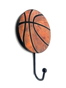 basketball decor coat hook - sports decor for boys bedroom - kids playroom decor storage - basketball wall decor bathroom towel hanger