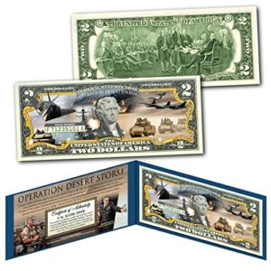 Operation Desert Storm Shield The Persian Gulf War Uncirculated Two Dollar Bill Special Edition Collectible Display Holder and Certificate