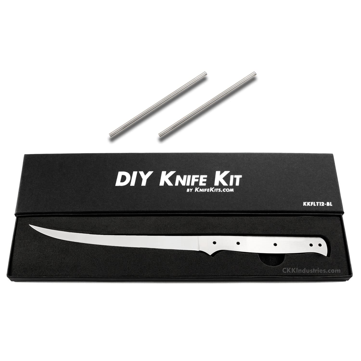 EZSMITH Knife Making Kit - Fisherman's Filet - DIY Fixed Blade - (Blade Blank & Pinstock) - (Gift Boxed) - (USA Design) - (by KnifeKits)