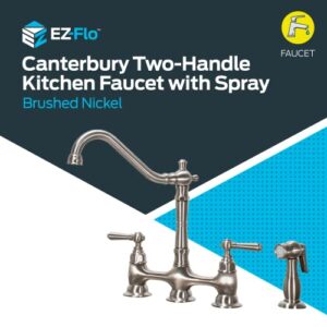 EZ-FLO Canterbury Bridge Kitchen Faucet with 2 Handles and Side Sprayer, 4 Hole Function, Brushed Nickel, 10652