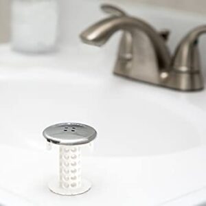 SinkShroom Revolutionary Bathroom Sink Drain Protector Hair Catcher, Strainer, Snare, White Chrome with Stopper