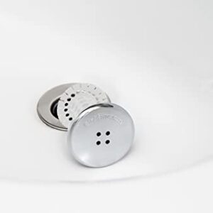 SinkShroom Revolutionary Bathroom Sink Drain Protector Hair Catcher, Strainer, Snare, White Chrome with Stopper