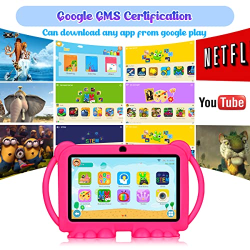 ATMPC Kids Tablet, 7 inch Tablet for Kids, 32GB ROM 3GB RAM Android 11.0 Toddler Tablet with 2.4G WiFi, GMS, Parental Control, Education APP, Dual Camera, Shockproof Case, Games red