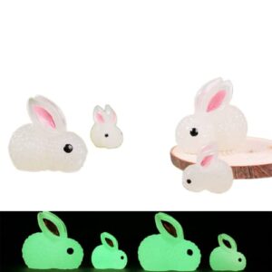 15 pcs mini bunnies,luminous resin rabbit figurines,fairy garden accessories,glow in the dark rabbit ornaments for diy garden,micro landscape bonsai,car interior decoration,gift for child,home decor