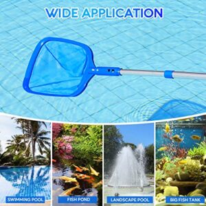 Pool Skimmer - Pool Net with 3 Section Pole, 10.2" x 48", Pool Skimmer Net with Fine Mesh Net, Telescopic Aluminum Pole, Plastic Frame, Ultra-fine Pool Skimmer for Ponds, Fish Tank, Hot Tub