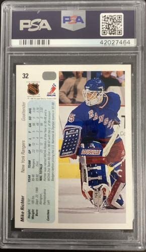 Mike Richter Signed 1990 Upper Deck #32 Rookie Card NY Rangers PSA/DNA Auto 10 - Hockey Slabbed Autographed Rookie Cards