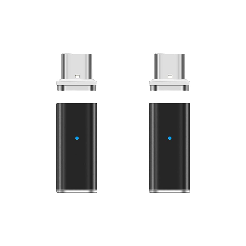 NetDot Gen10 Magnetic Fast Charging USB-C to USB-C Adapter Converter Compatible with Type-c Smartphones (2 Pack Black)