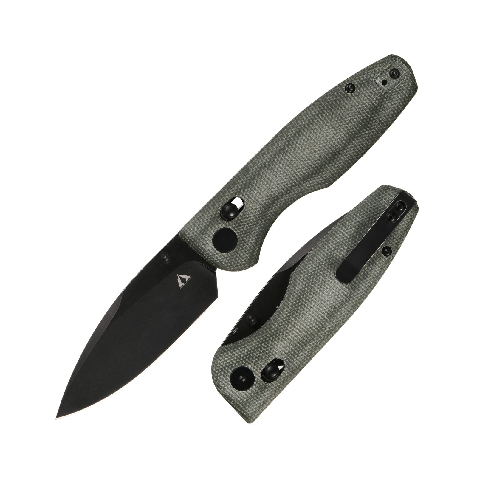 CMB Made Knives CMB Predator Knife CMB-08 Micarta Handle 14C28N Steel Blade Pocket Folding Tactical Survival Camping Outdoors Knife EDC (Green Black)