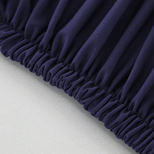 NEWISHER 2 Pack Fitted Tablecloth Rectangle 4ft Elastic Edge Spandex Table Top Cover for Picnic Outdoor Camping Park Patio Navy 23 x 48 inch